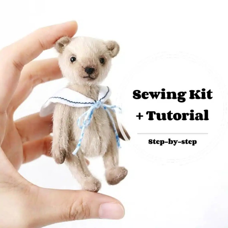 mini bear sewing kit with tutorial - Teddy Supplies